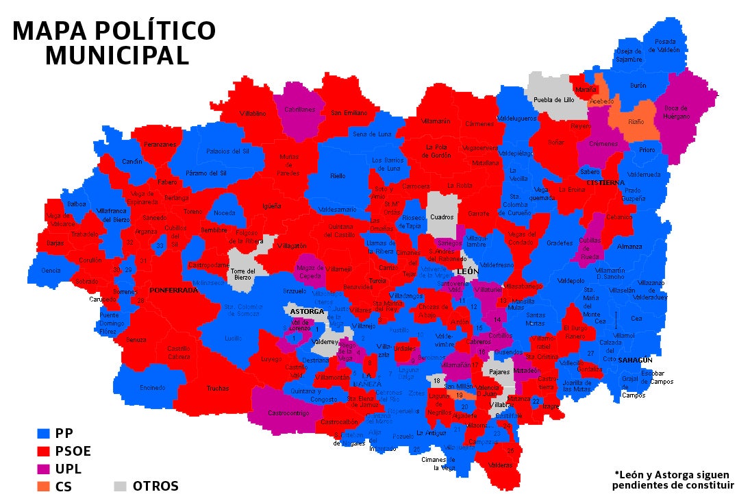 Así quedan repartidos los ayuntamientos de la provincia de León ...